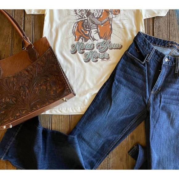 RANCH SWAG | Tops | New Ranch Swag Hold Your Horses Vintage Cowgirl Tee ...